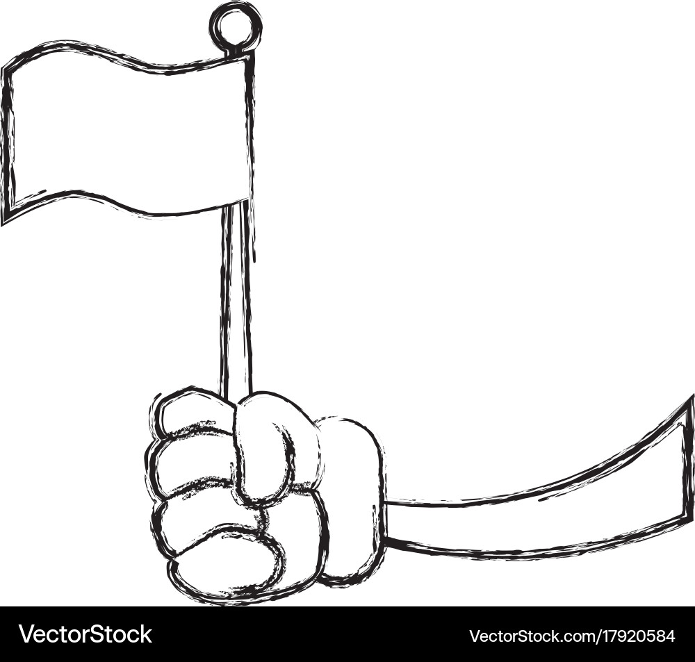 Glove hand with flag Royalty Free Vector Image