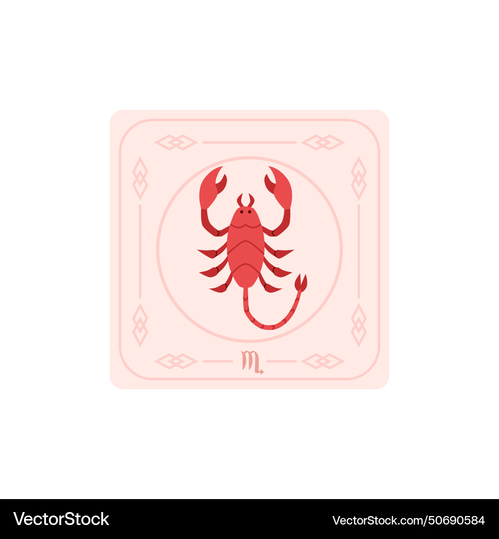 Horoscope square card with scorpio zodiac symbol Vector Image