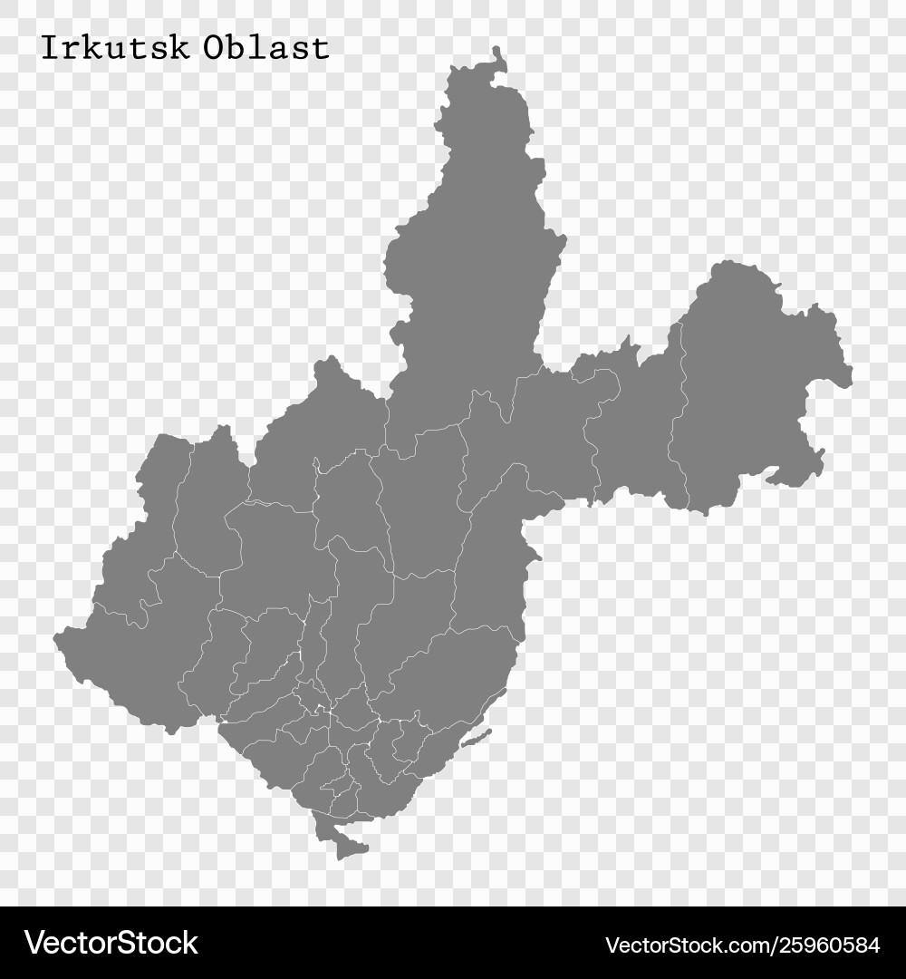 Irkutsk Oblast Map - Russia Region Royalty Free Vector Image