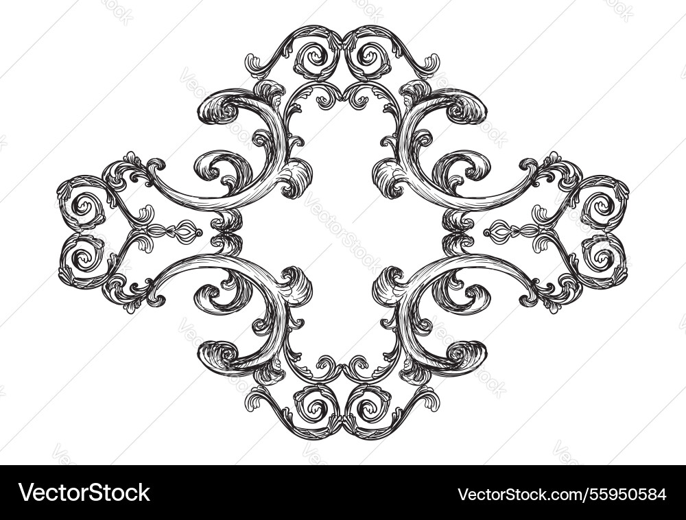 Ornate engraved baroque design element Royalty Free Vector