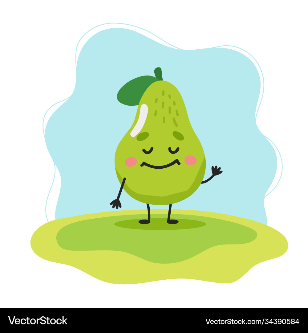 Pear cute character for kids Royalty Free Vector Image