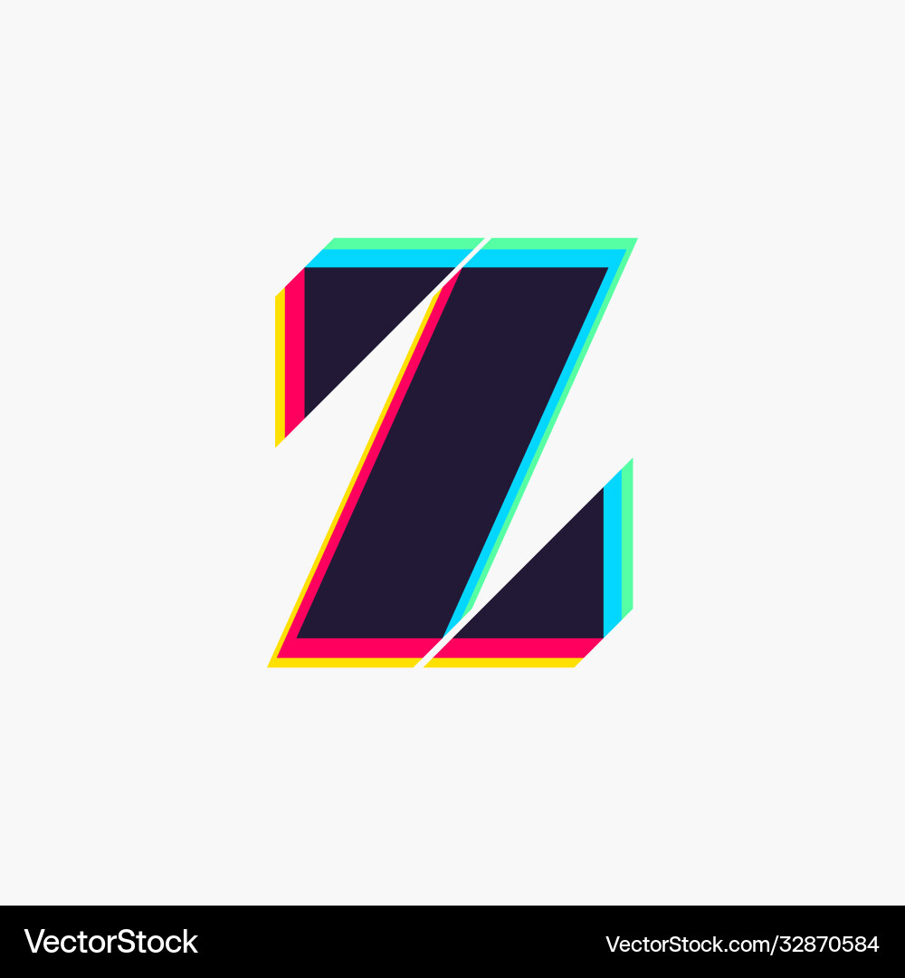 Psychedelic Z Logo - Stereo Effect Royalty Free Vector Image