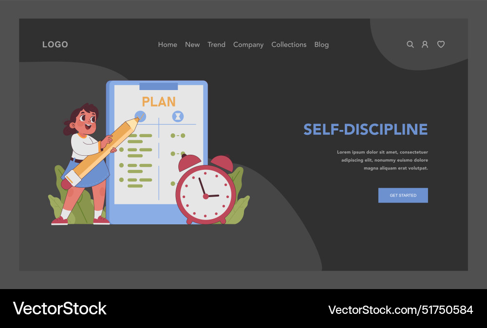 Self discipline concept flat Royalty Free Vector Image