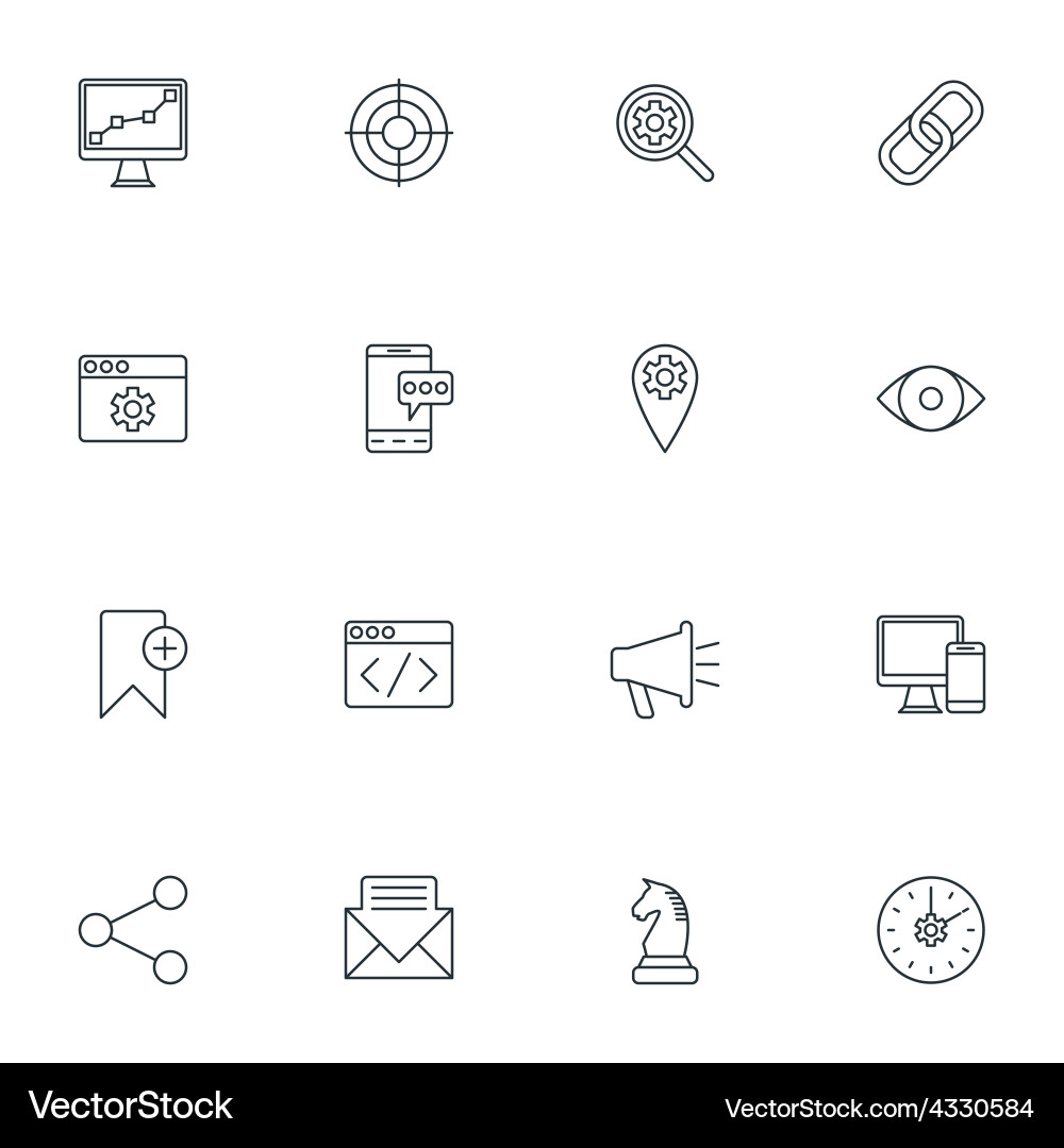 SEO & Development Line Icons Royalty Free Vector Image