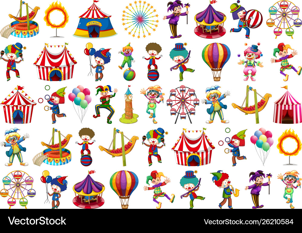 Set different circus objects Royalty Free Vector Image