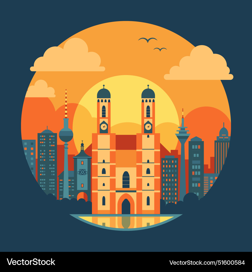 Travel germany icon with munich cathedral Vector Image