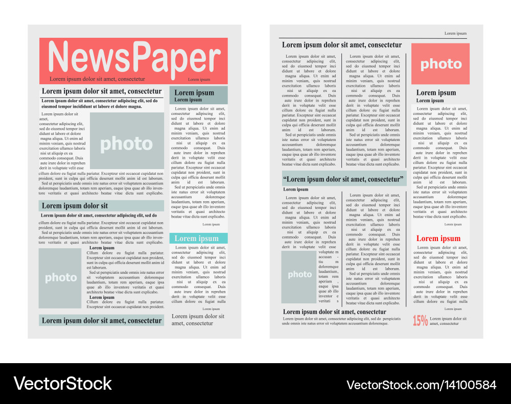 Two newspaper pages on white Royalty Free Vector Image