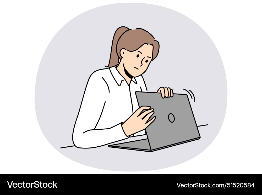 Woman is worried about privacy of data on internet