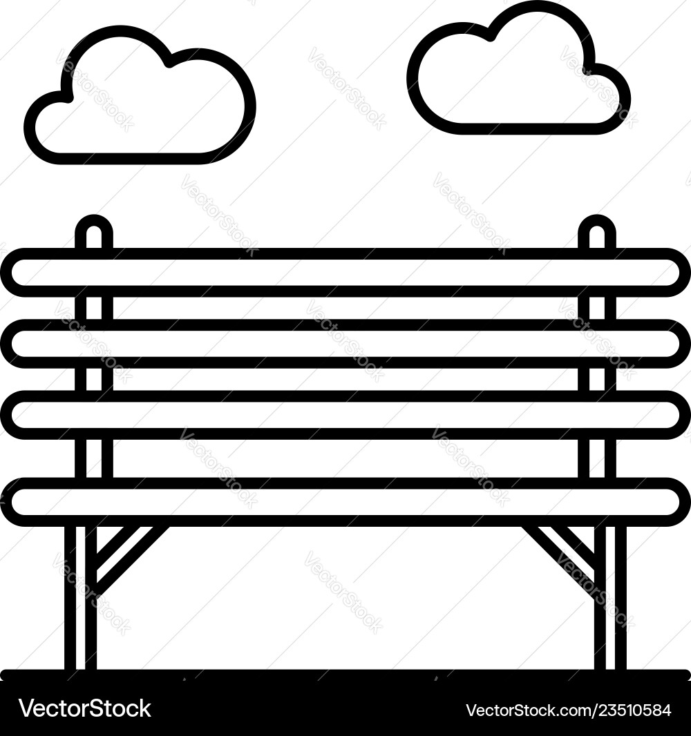 Wood park bench icon outline style Royalty Free Vector Image