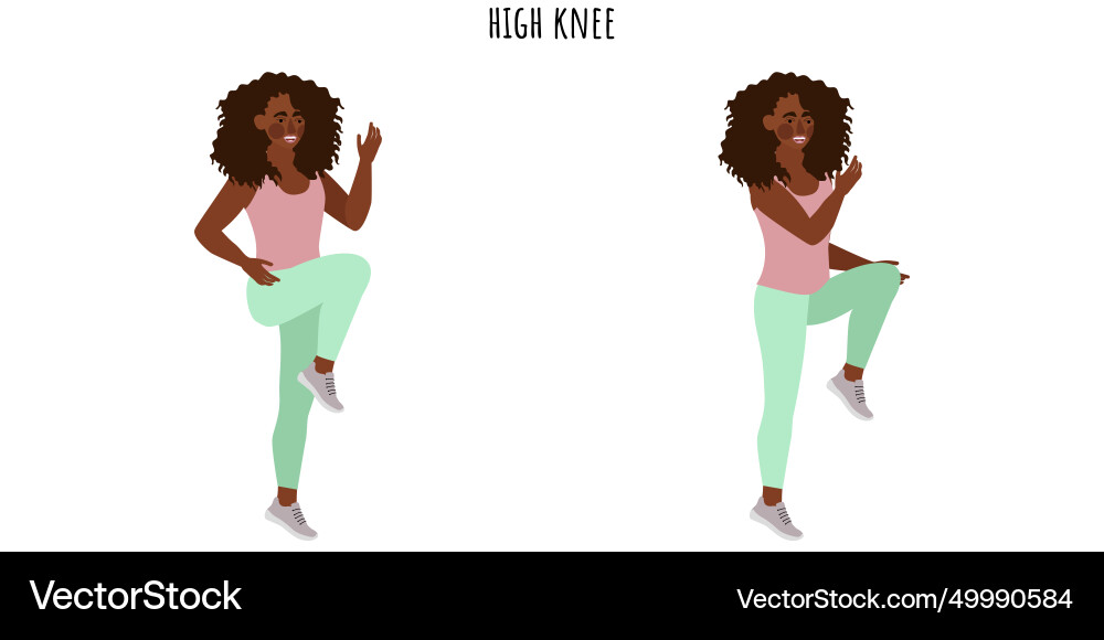 Young woman doing high knee exercise Royalty Free Vector