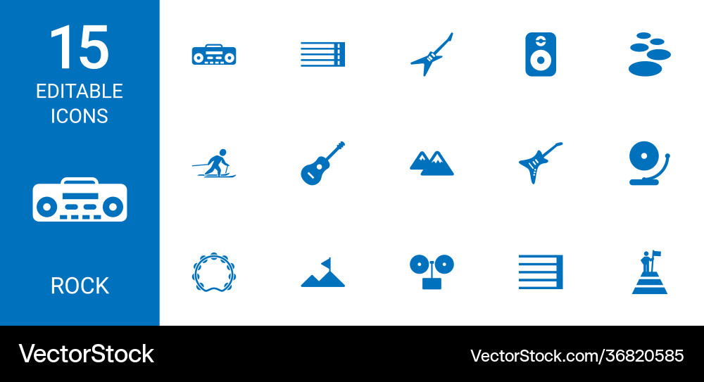 15 rock icons Royalty Free Vector Image - VectorStock