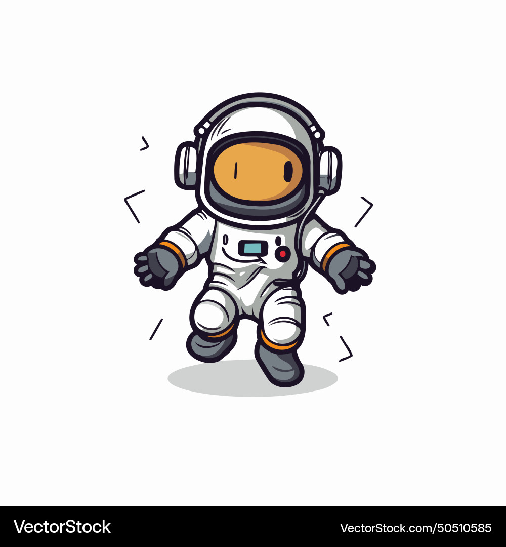 Astronaut running cartoon character isolated Vector Image