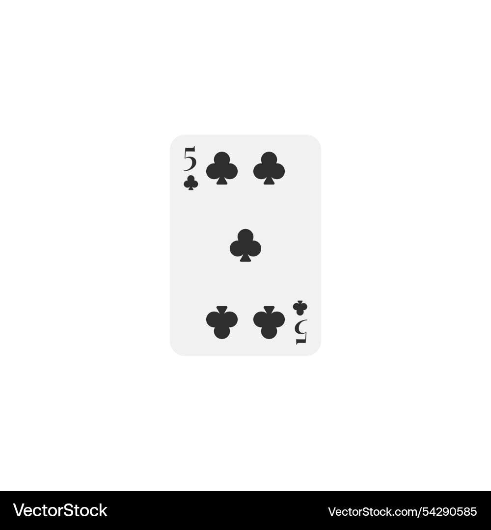 Clubs 5 playing card Royalty Free Vector Image