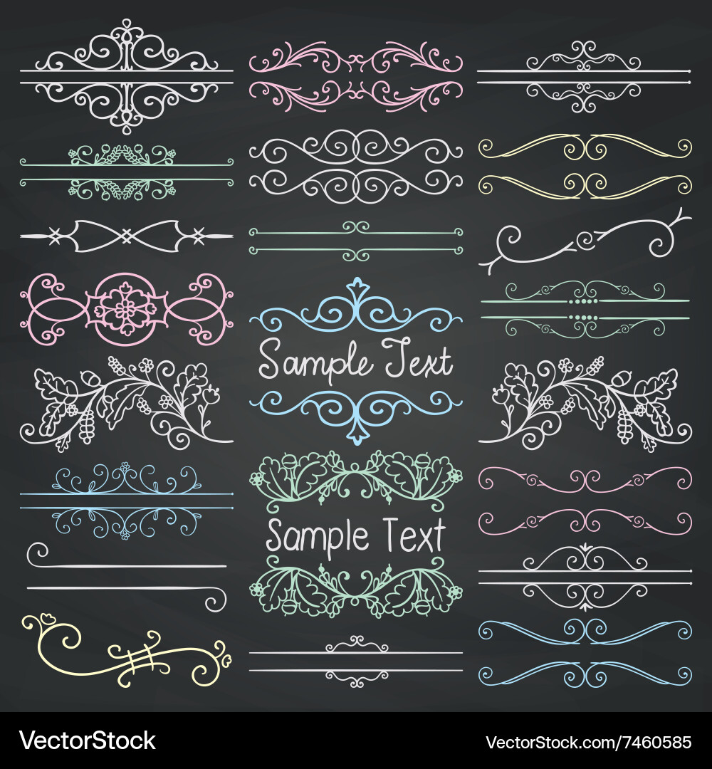 Colorful chalk drawing dividers frames Royalty Free Vector