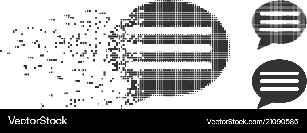 Disappearing pixel halftone message cloud icon Vector Image
