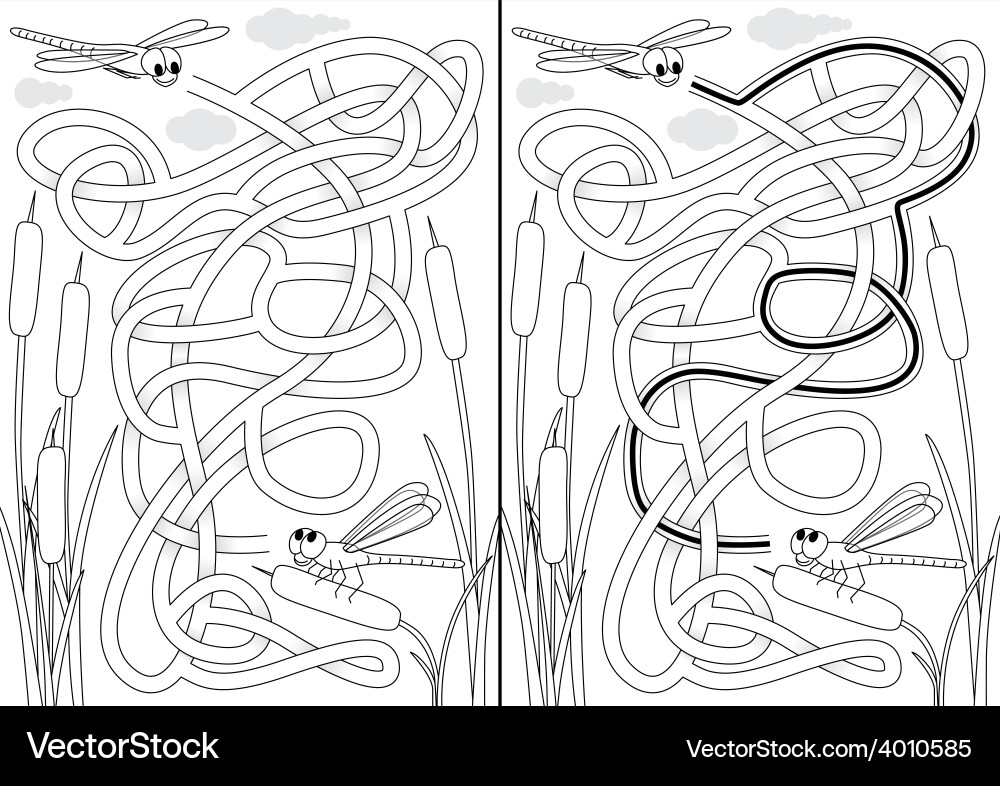 Dragonfly maze Royalty Free Vector Image - VectorStock