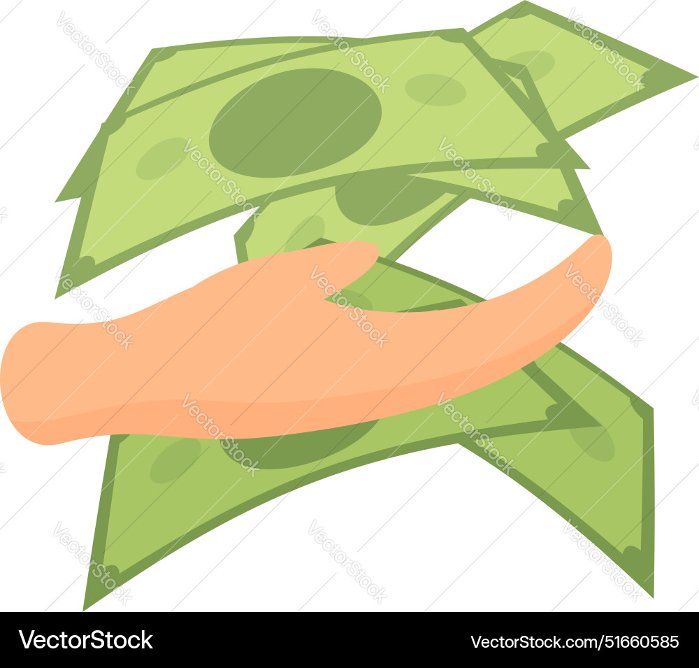 Hand holding stack of money cash for payment Vector Image