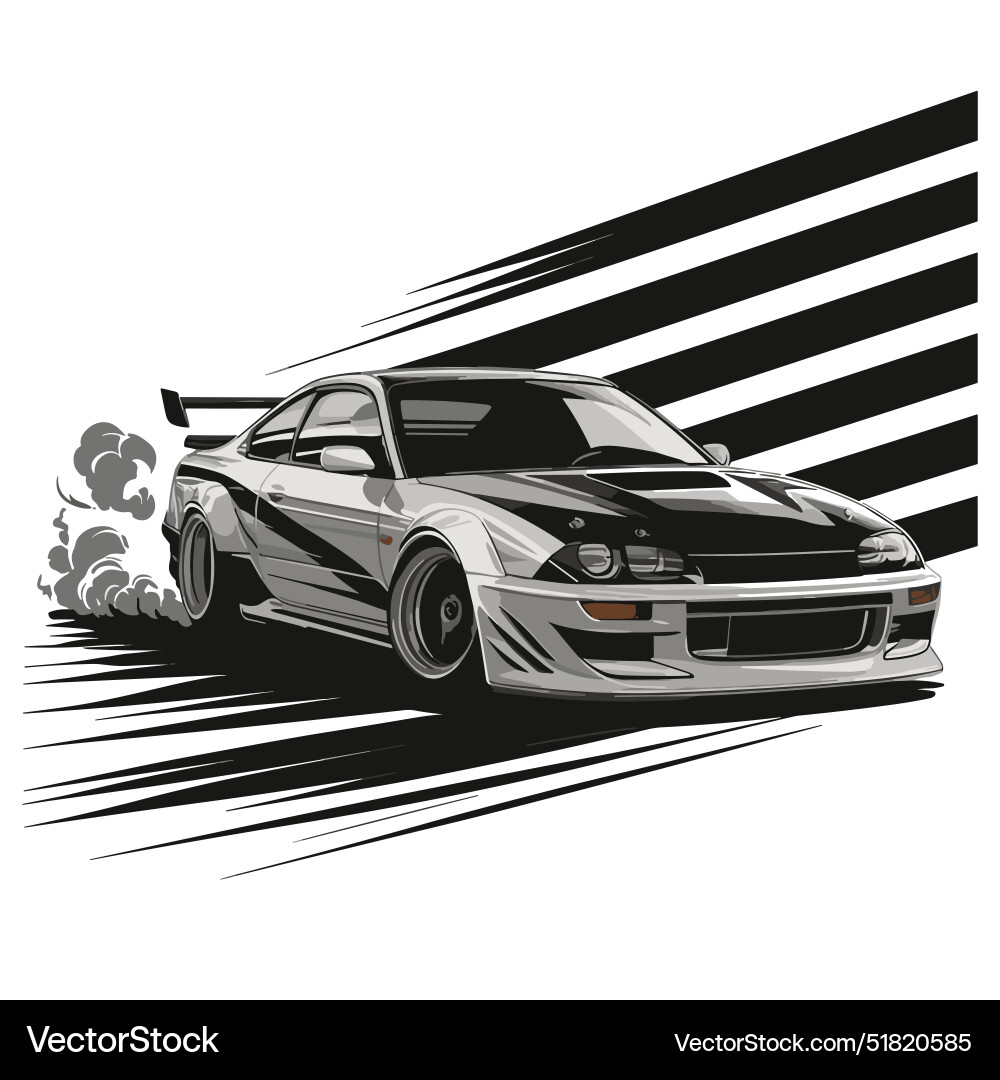 Jdm icons car drifting Royalty Free Vector Image
