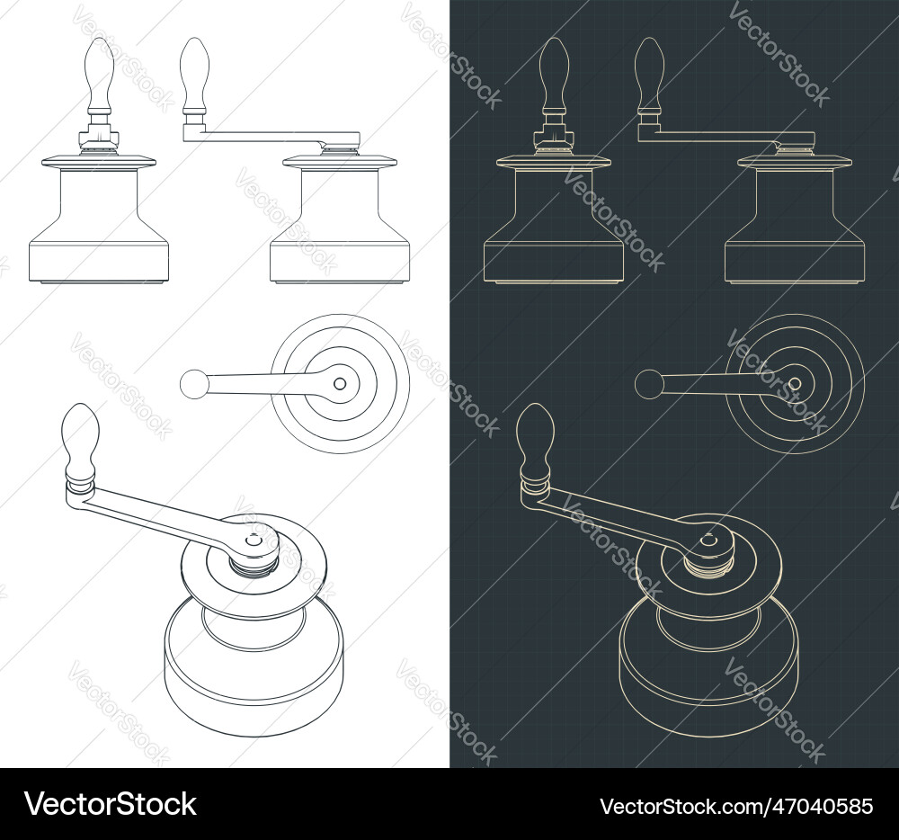 Sailboat winch blueprints Royalty Free Vector Image