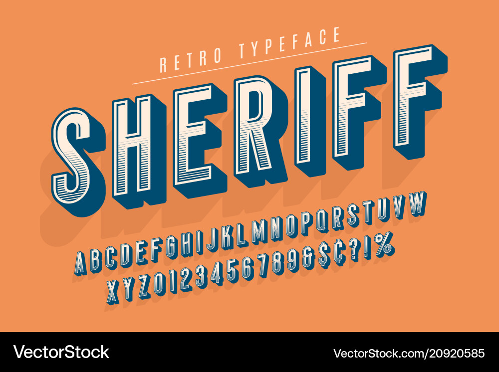 Sheriff Font - Western Style Typeface Royalty Free Vector