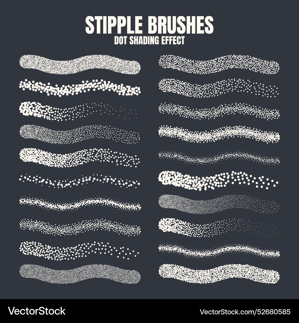 Stipple scatter brush ink drawing and texturing Vector Image