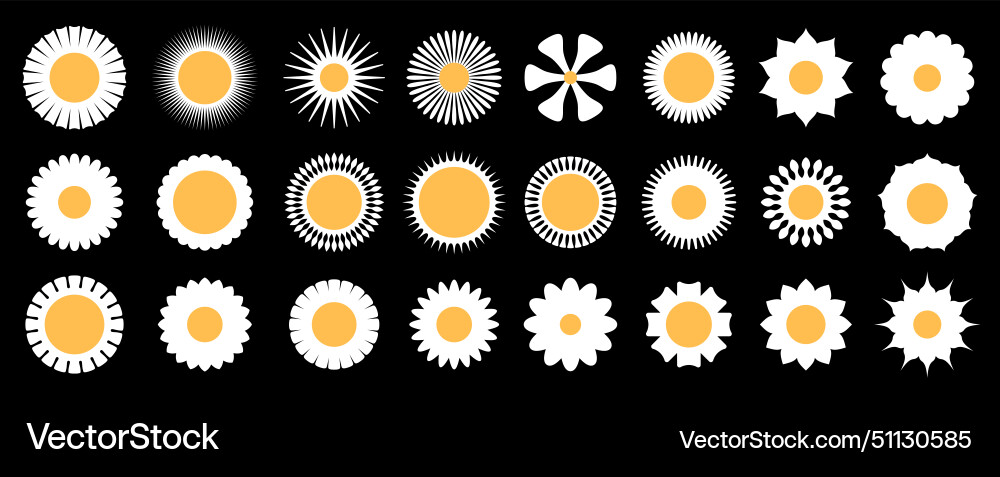 Sun and flowers patterns collection Royalty Free Vector
