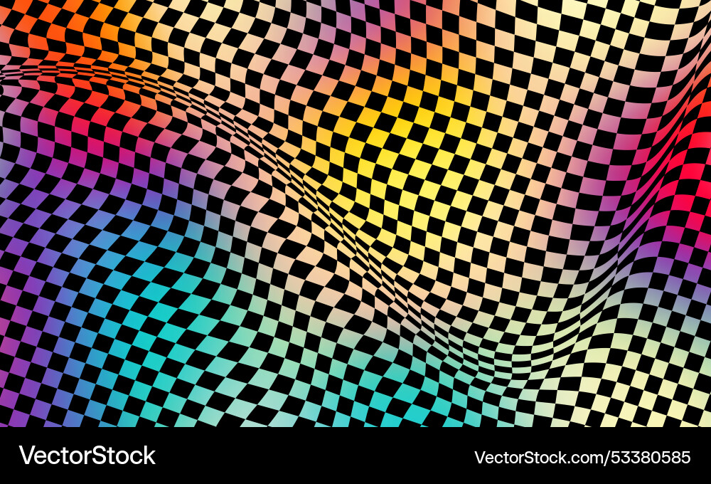 Wavy checkerboard background twisted psychedelic Vector Image
