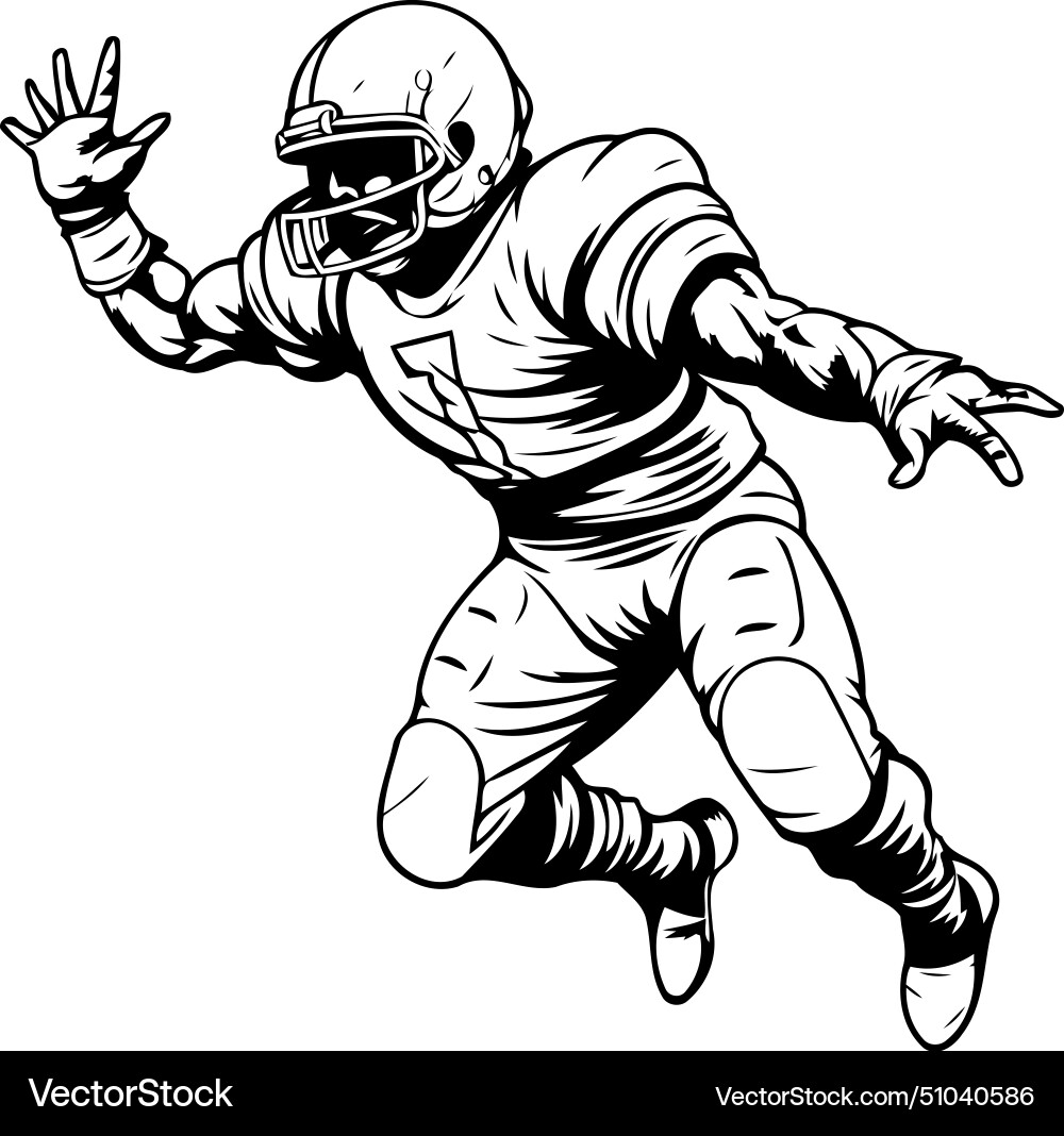 American football player running with ball Vector Image