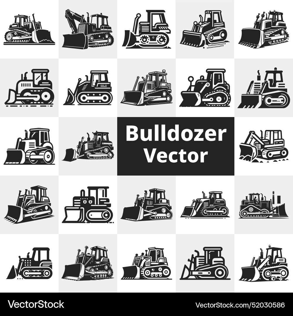 Bulldozer Equipment Set Royalty Free Vector Image
