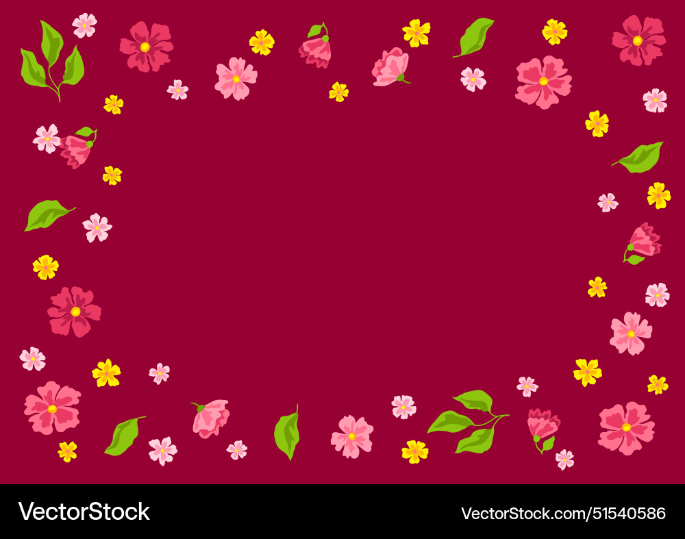 Frame with pretty flowers beautiful decorative Vector Image