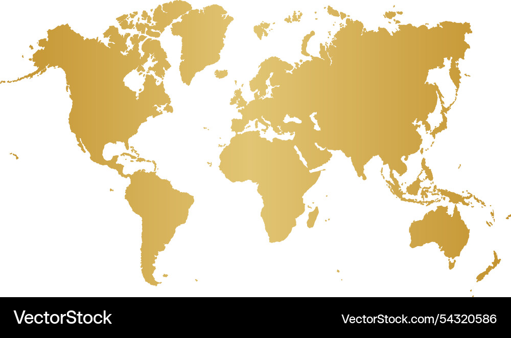 Gold gradient world map silhouette Royalty Free Vector Image