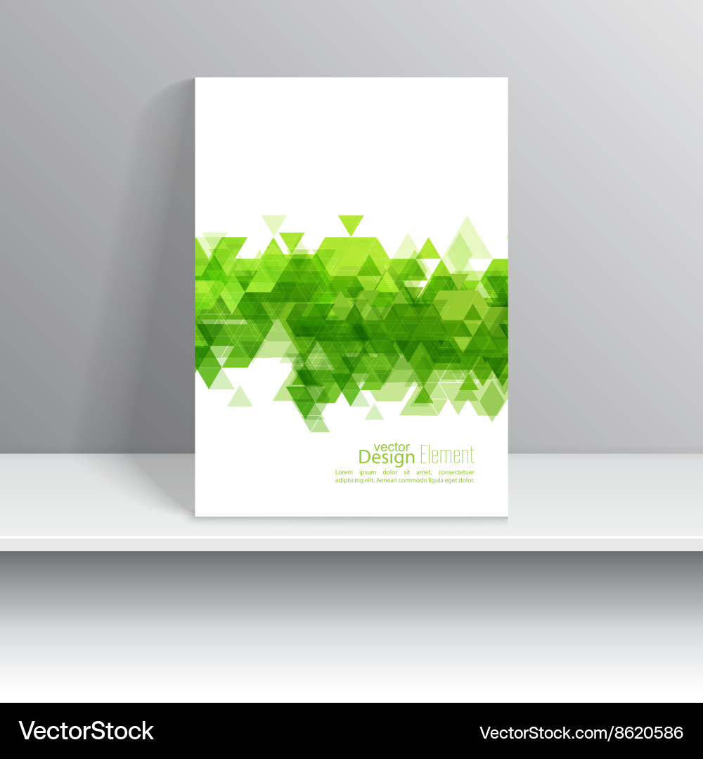 Magazine cover with leaves triangles Royalty Free Vector