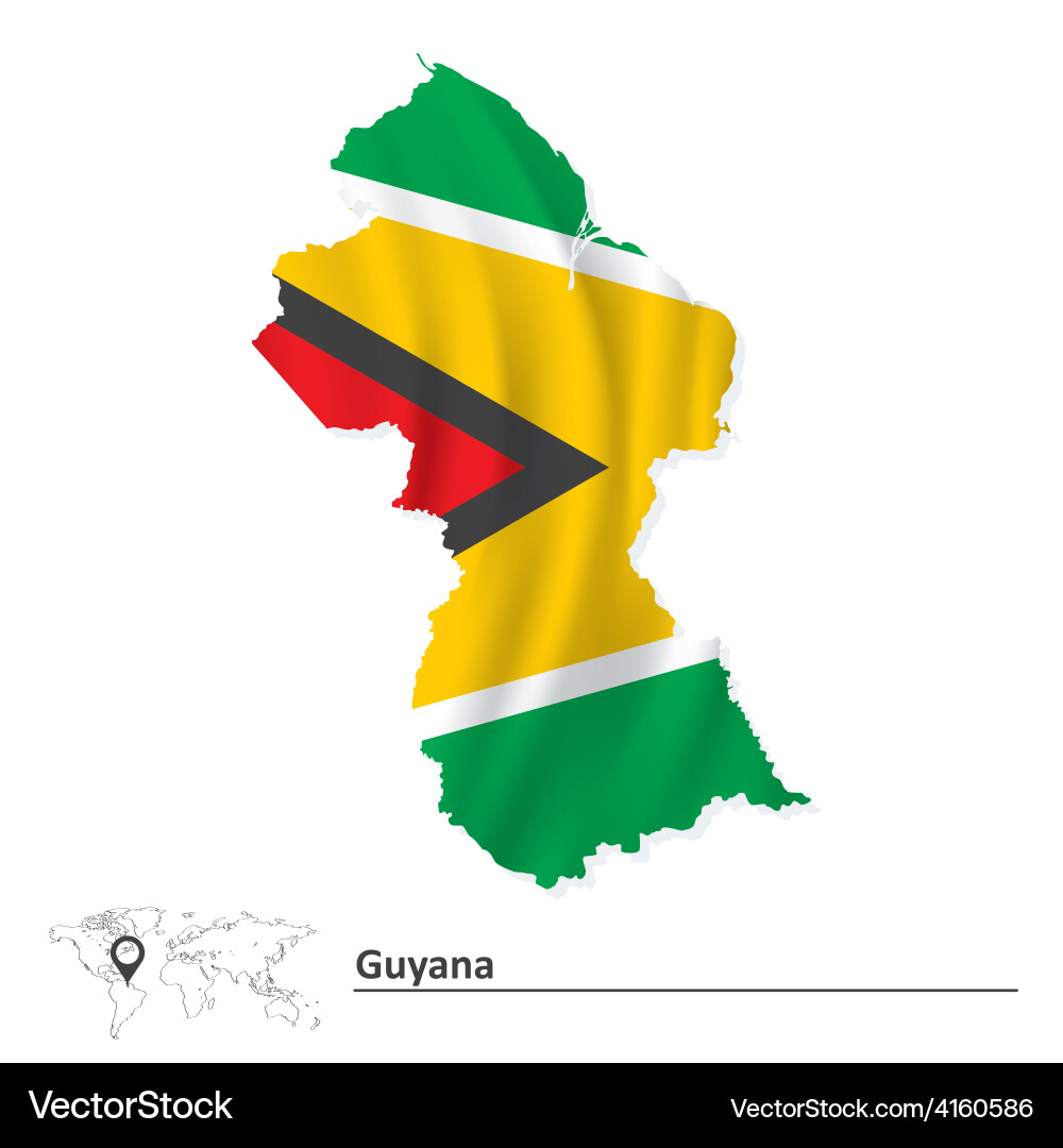 Map of guyana with flag Royalty Free Vector Image