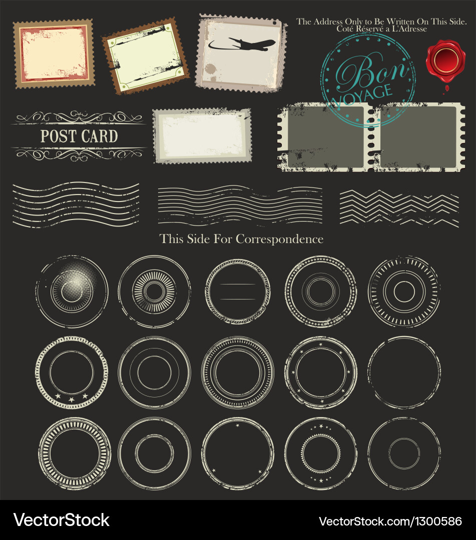 Set of post stamp symbols Royalty Free Vector Image