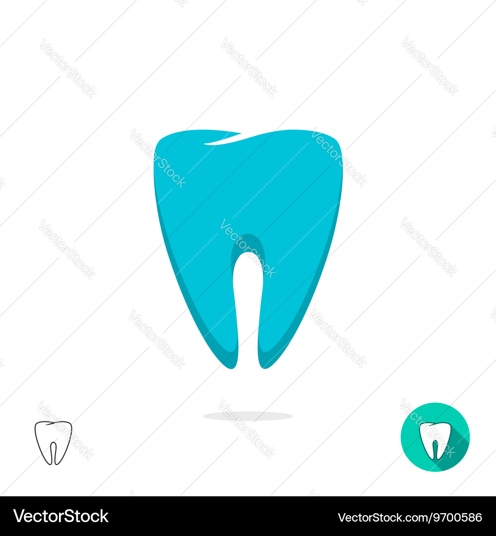 Tooth logo symbol isolated flat outline Royalty Free Vector