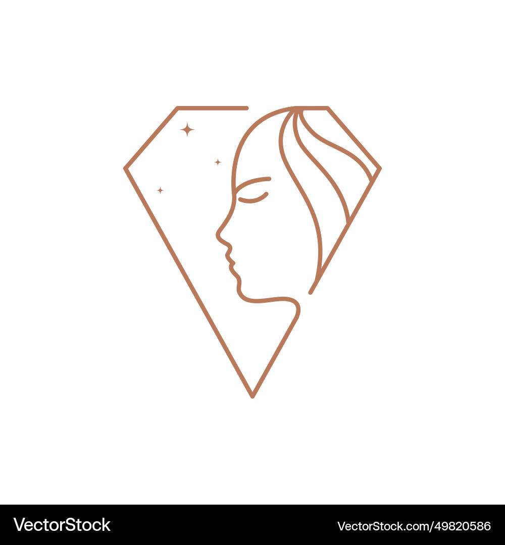 Women diamond icon logo design Royalty Free Vector Image