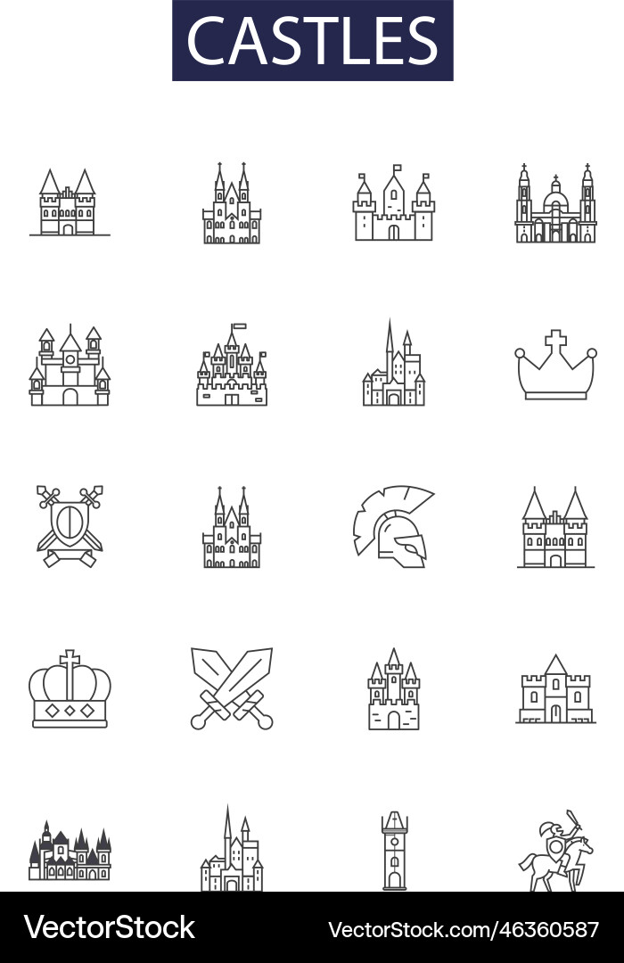 Castles line icons and signs architecture Vector Image