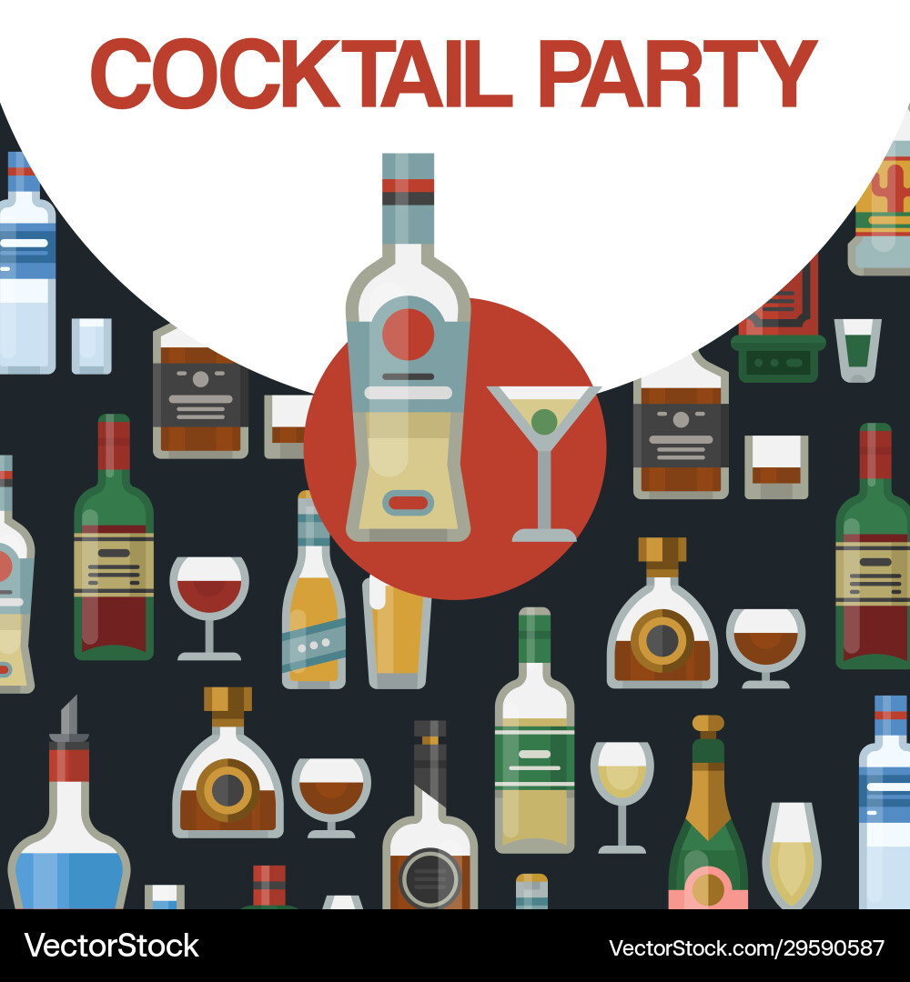 Cocktail party alcohol bottles Royalty Free Vector Image
