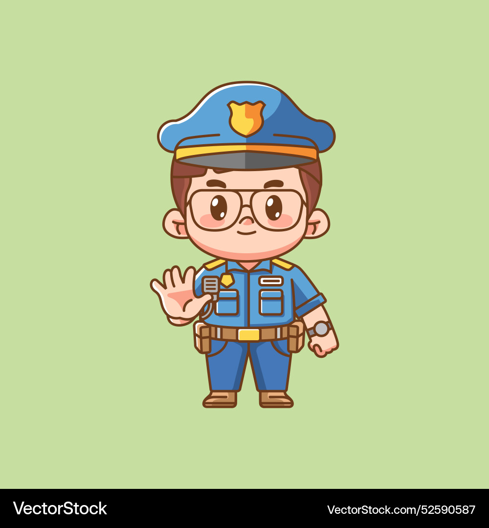 Cute police officer uniform stop kawaii chibi Vector Image
