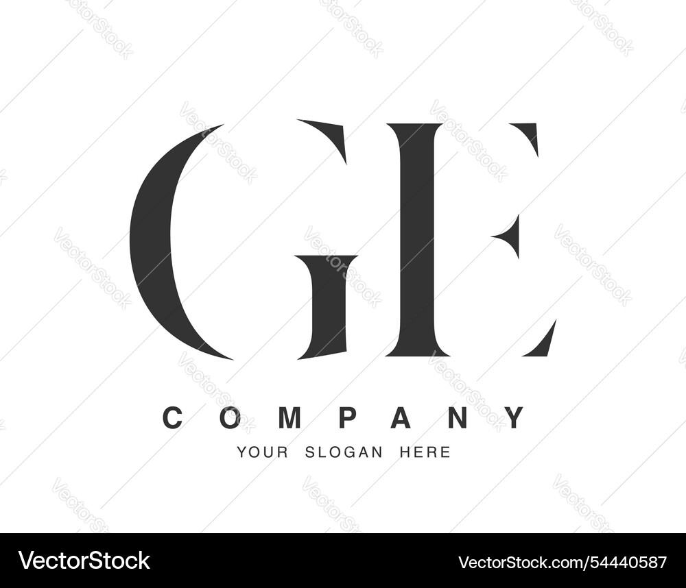 Ge logo design initial letter g and e serif font Vector Image