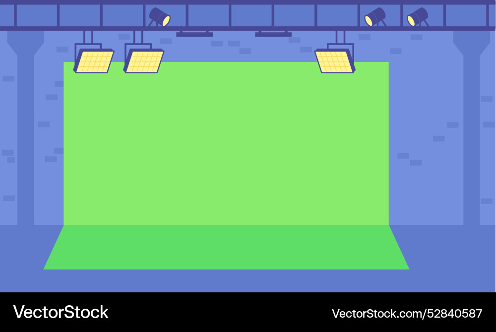 Green screen stage chroma key backstage for film Vector Image