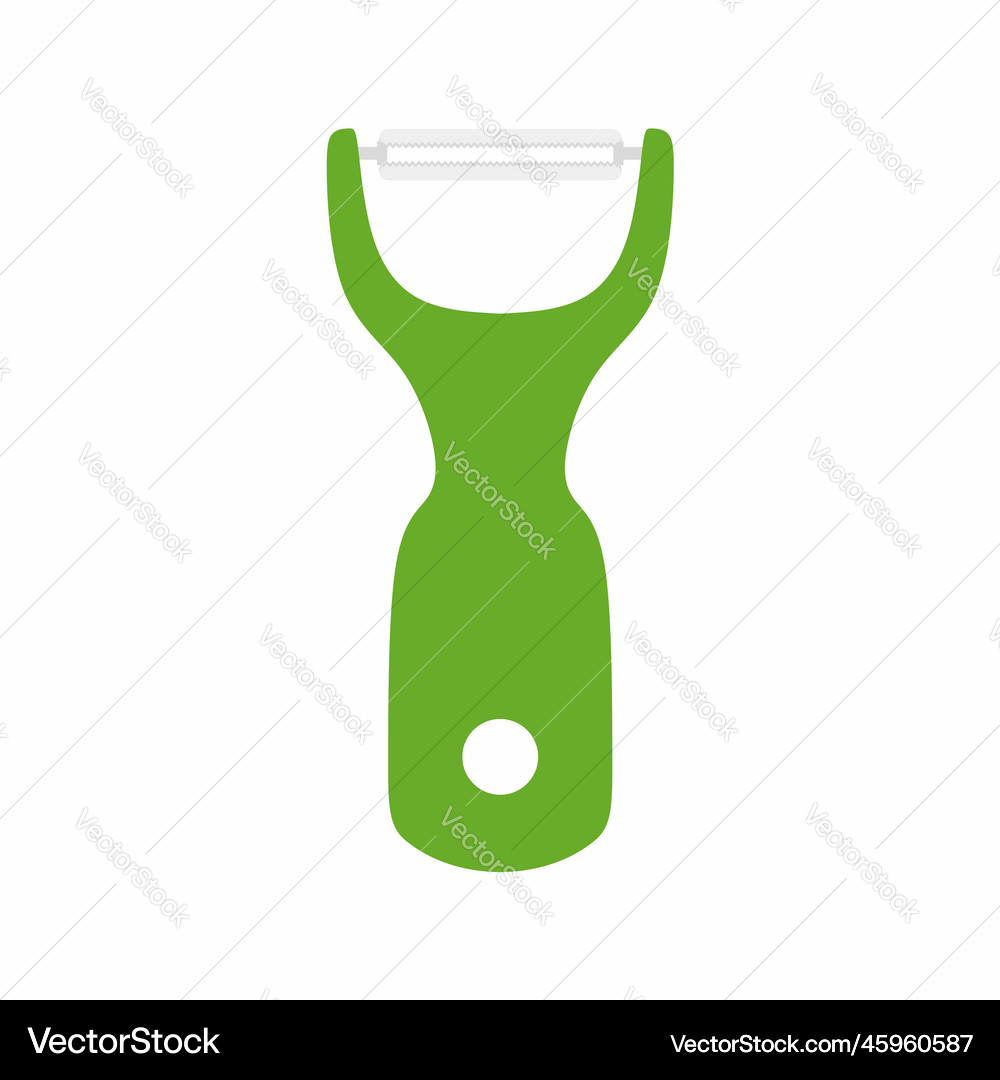 Green vegetable peeler in flat cartoon style Vector Image