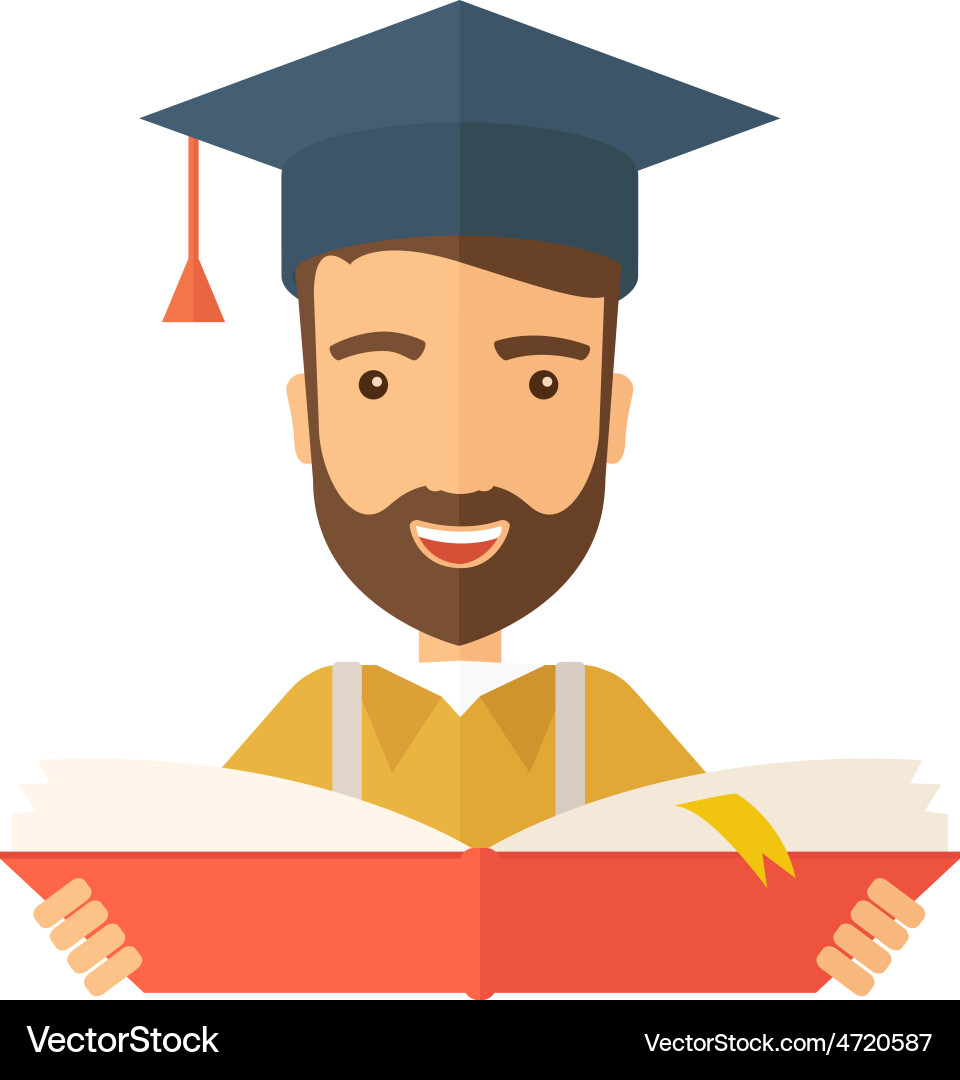 Man standing with graduation cap Royalty Free Vector Image