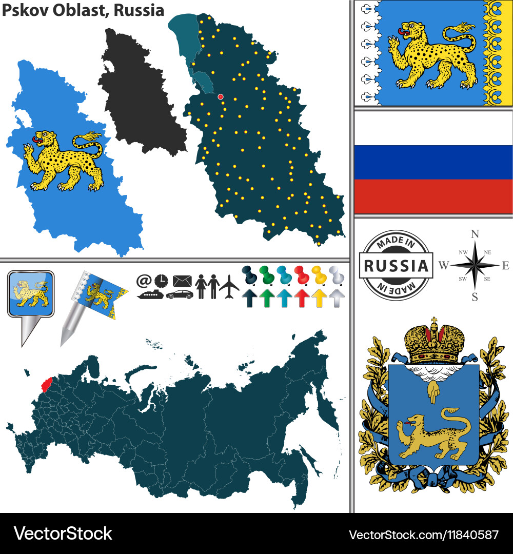 Map of oblast pskov Royalty Free Vector Image - VectorStock