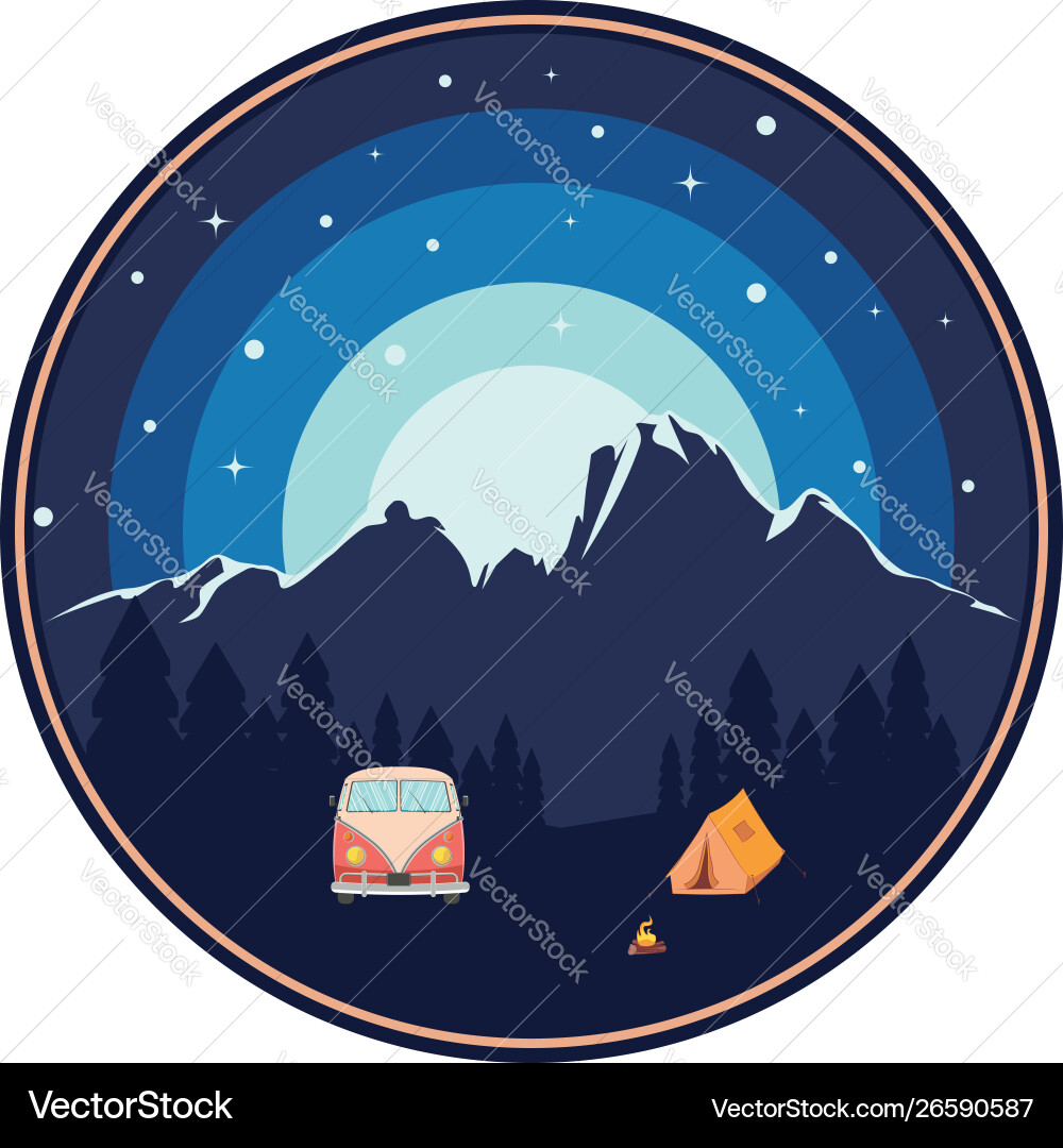 Night camping poster Royalty Free Vector Image