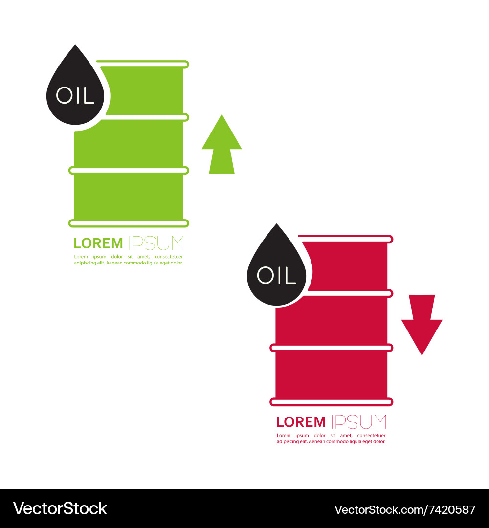 Oil Barrels and Rising/Falling Indicators Vector Image