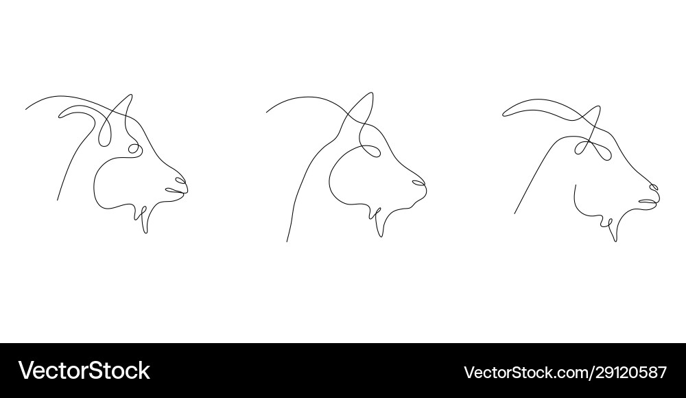 One line goat head design silhouette logo Vector Image
