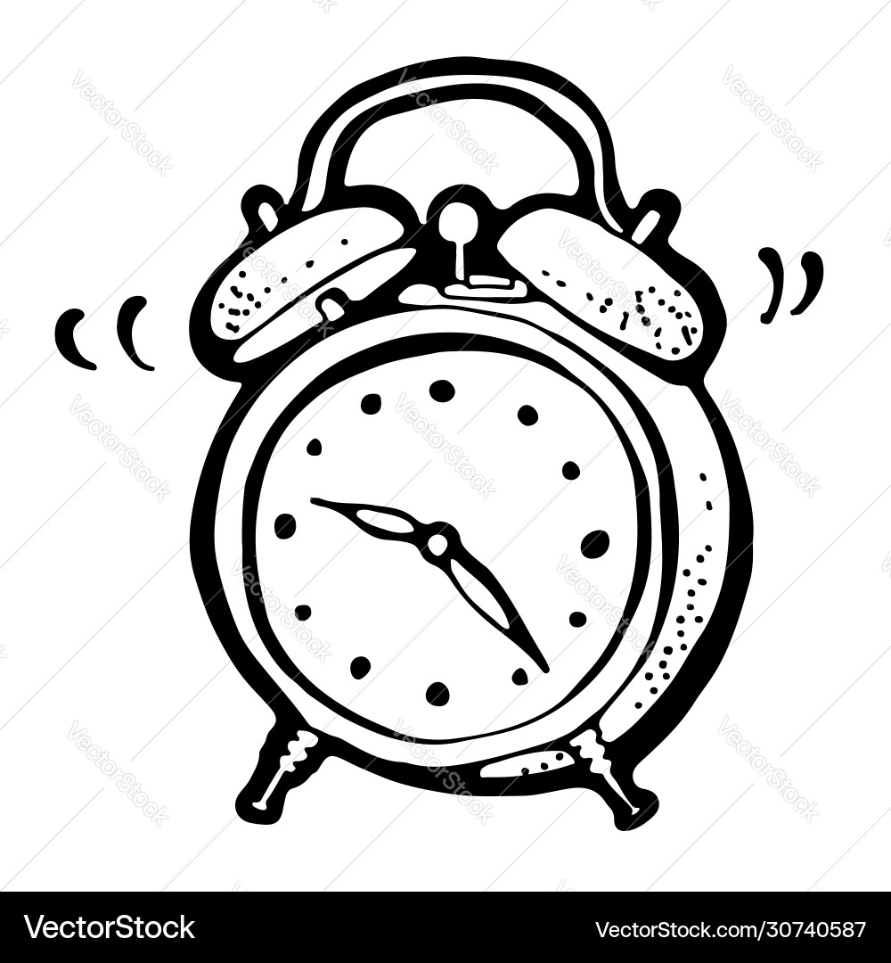 Ringing alarm clock drawing hand drawn cartoon Vector Image