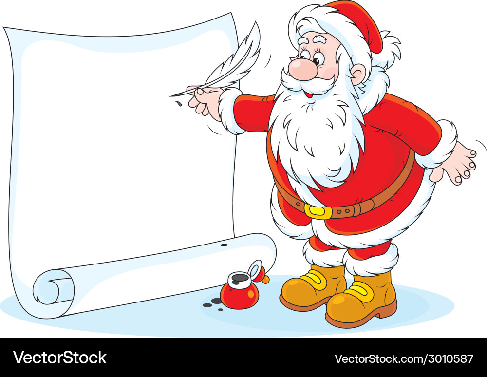 Santa claus writing Royalty Free Vector Image - VectorStock