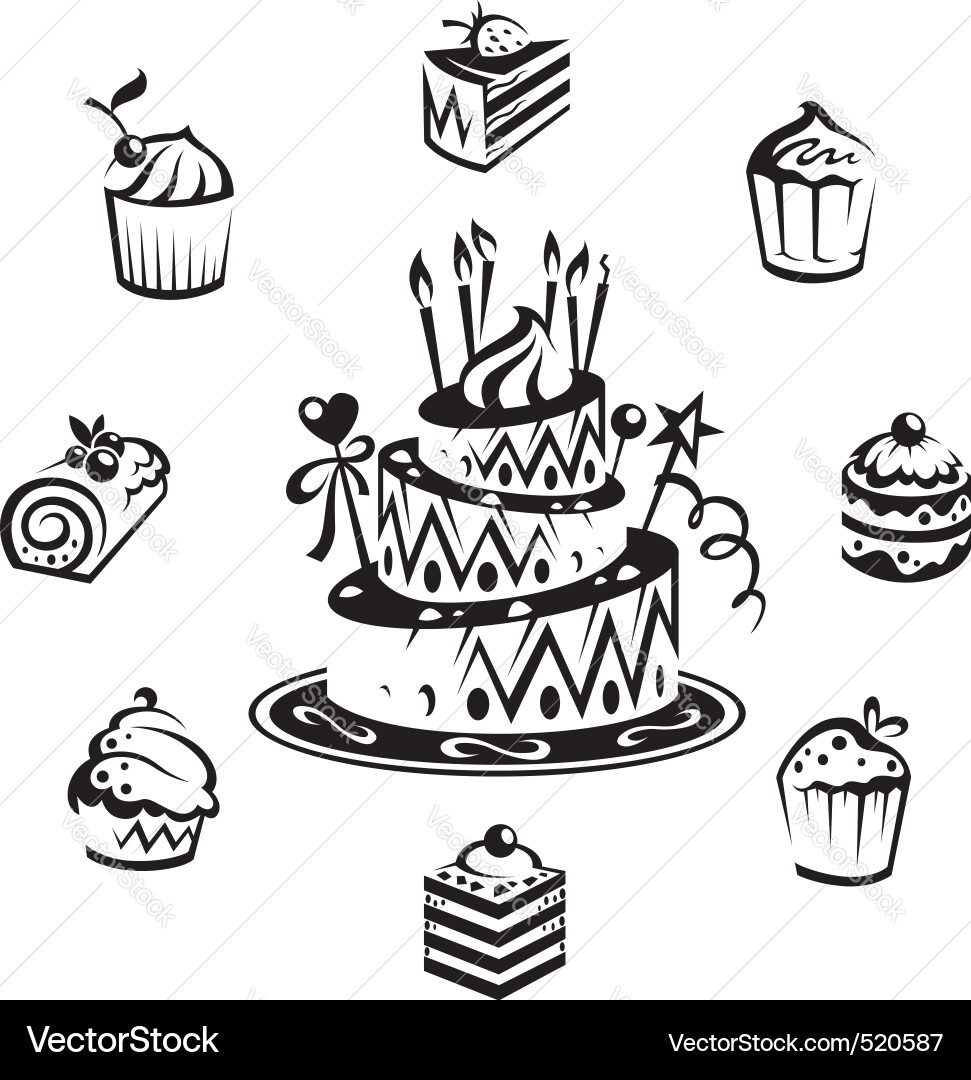 Set of cakes Royalty Free Vector Image - VectorStock